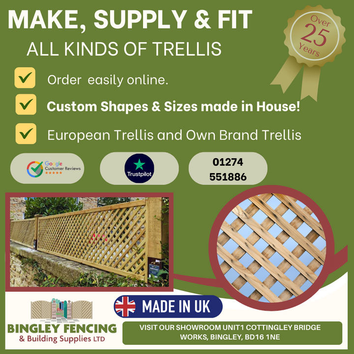 Premium Trellis Top Fence & Garden Arch Trellis | Bingley – Bingley Fencing