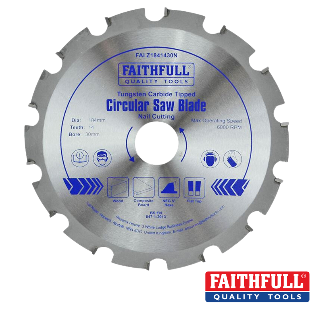 Faithfull TCT Circular Saw Blades 184mm - Teeth 14