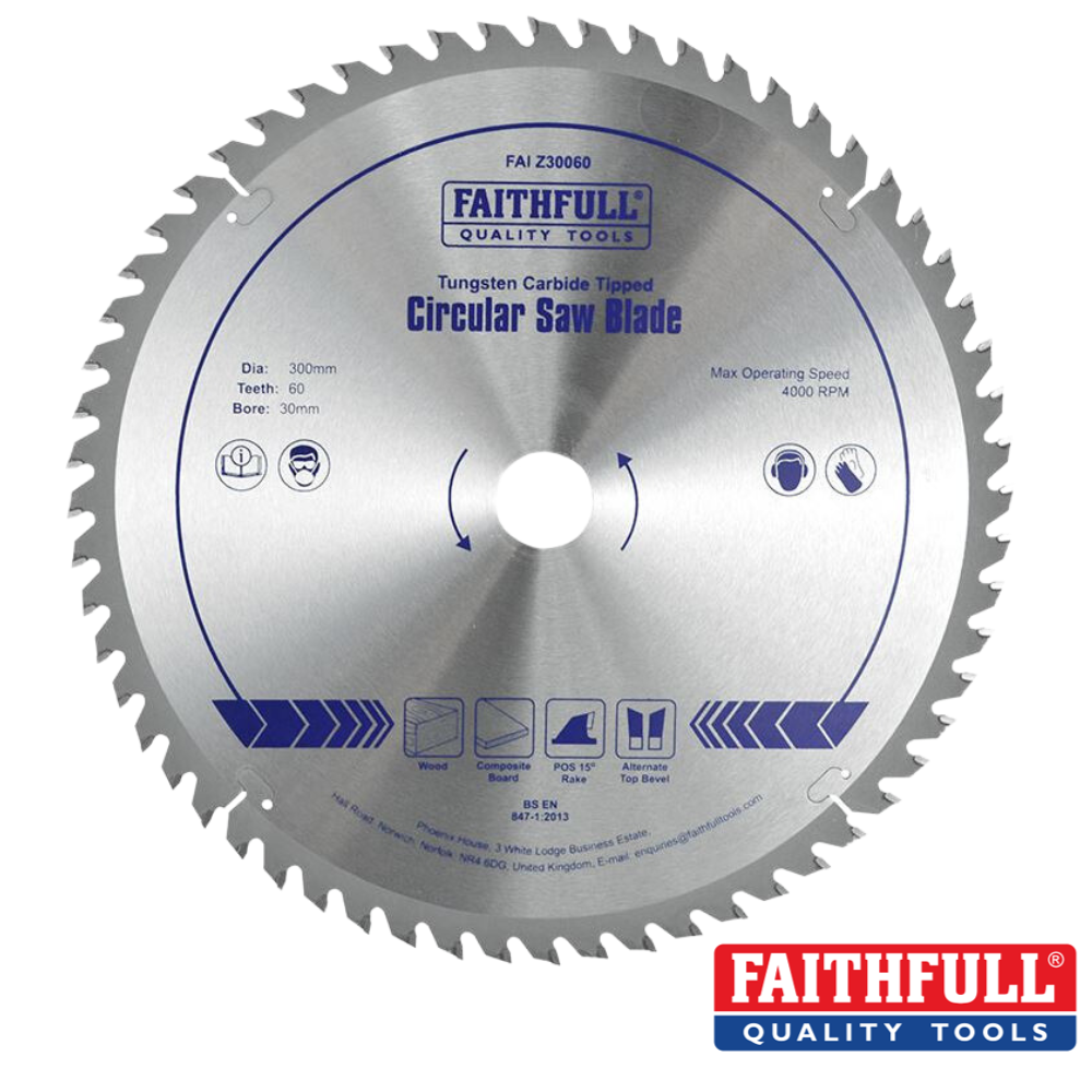 Faithfull TCT Circular Saw Blades 300mm - Teeth 60 – Bingley Fencing
